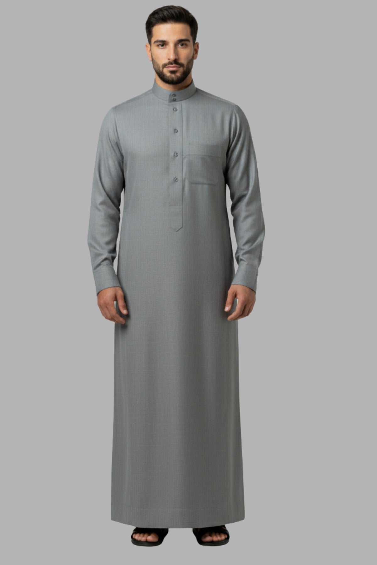 Ash Grey Saudi Thobe With Premium Smooth Sleek Stylish Look – ethobe