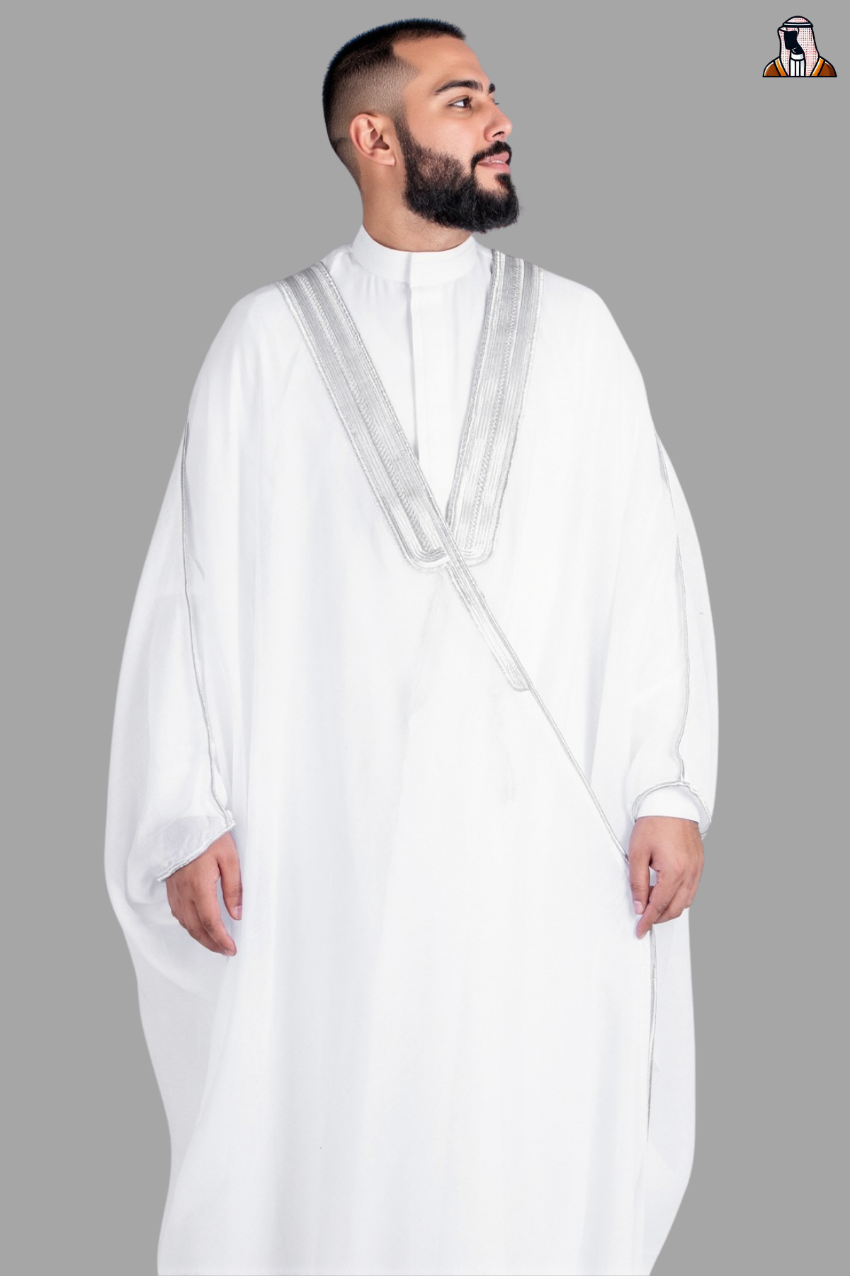 Lightweight White Arabic Bisht – Premium Traditional Men’s Cloak – ethobe