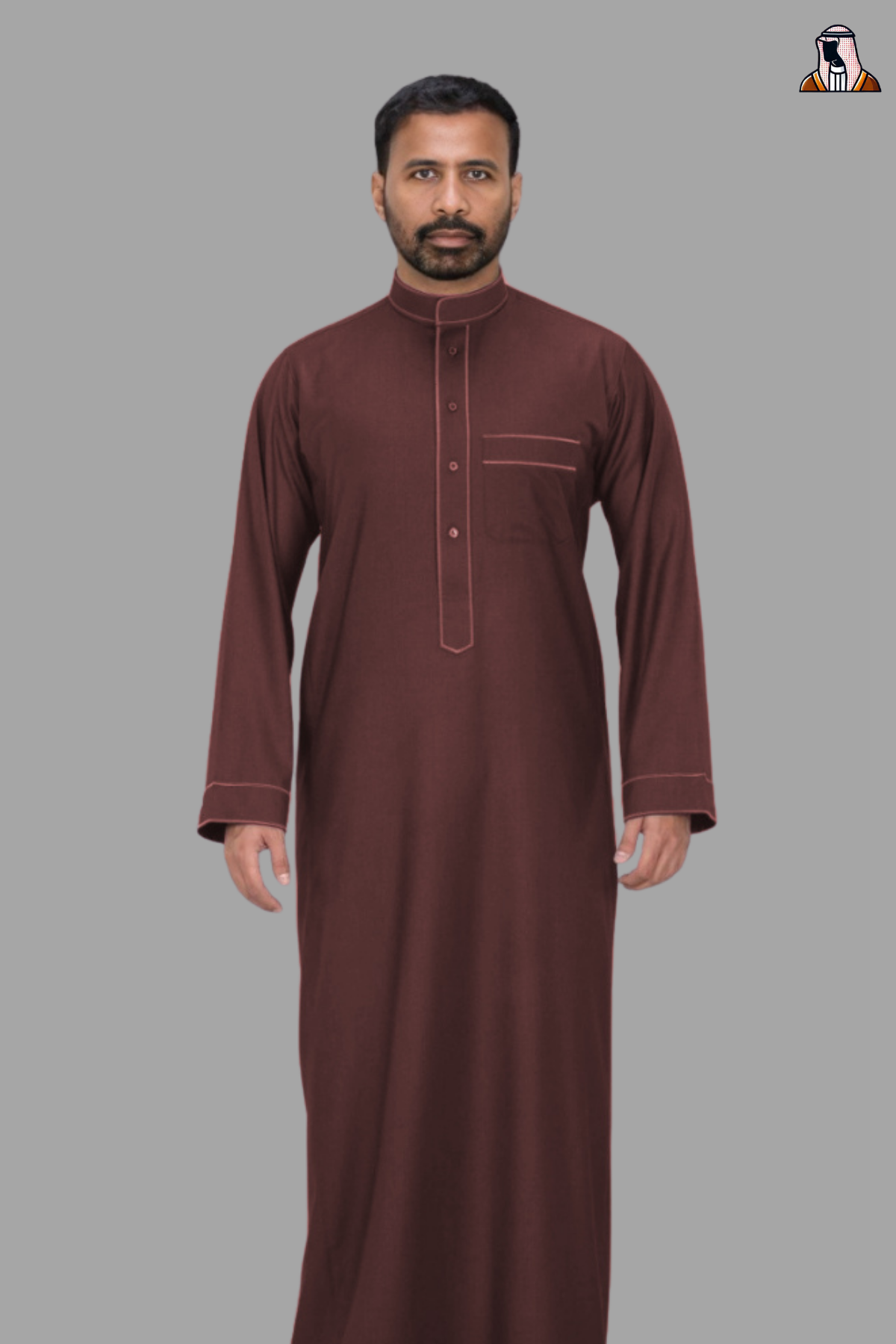 Luxury Embroidered Brown Saudi Thobe for Winter Wear – ethobe
