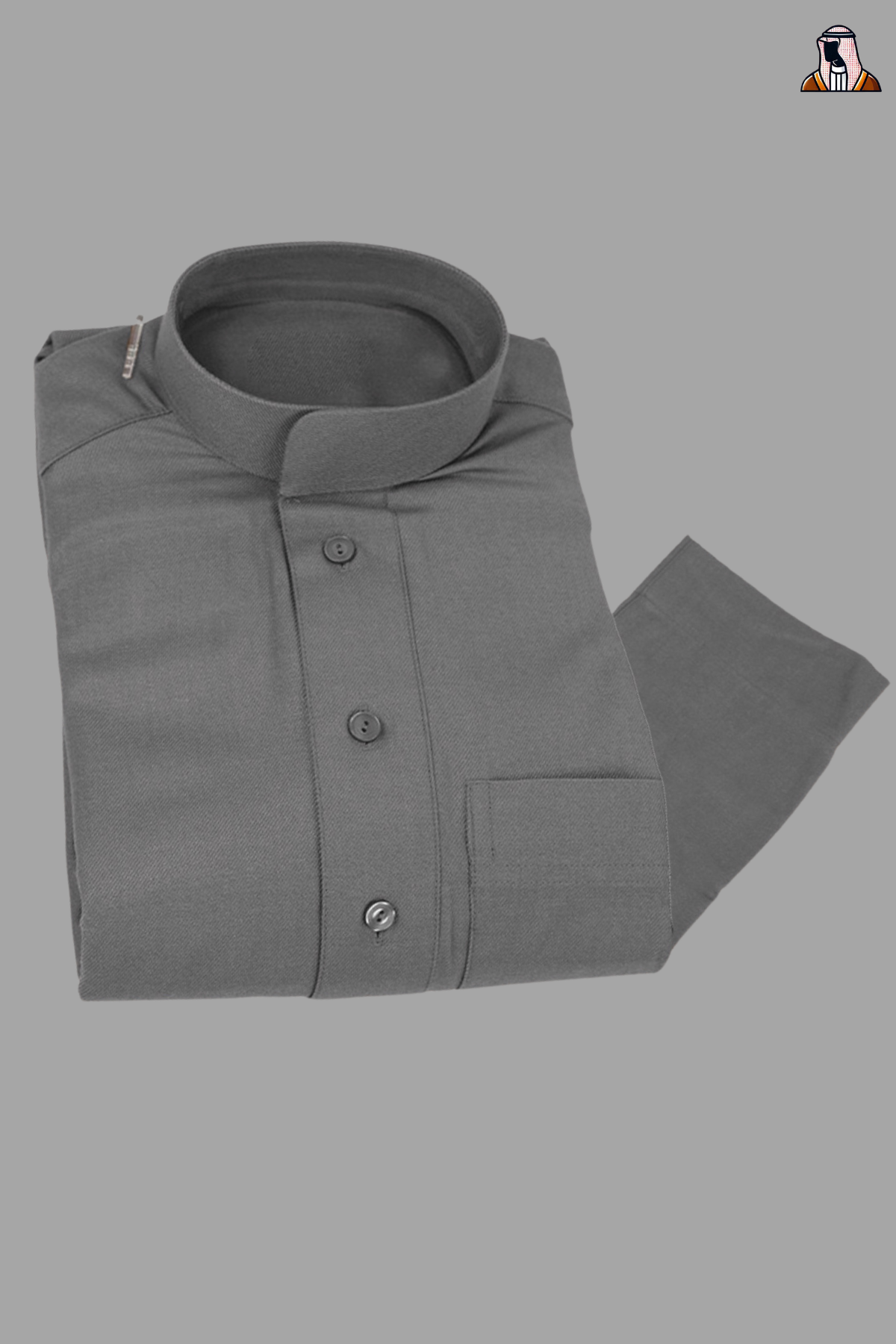 Classic Gray Winter Saudi Thobe – Timeless Style & Comfort – ethobe